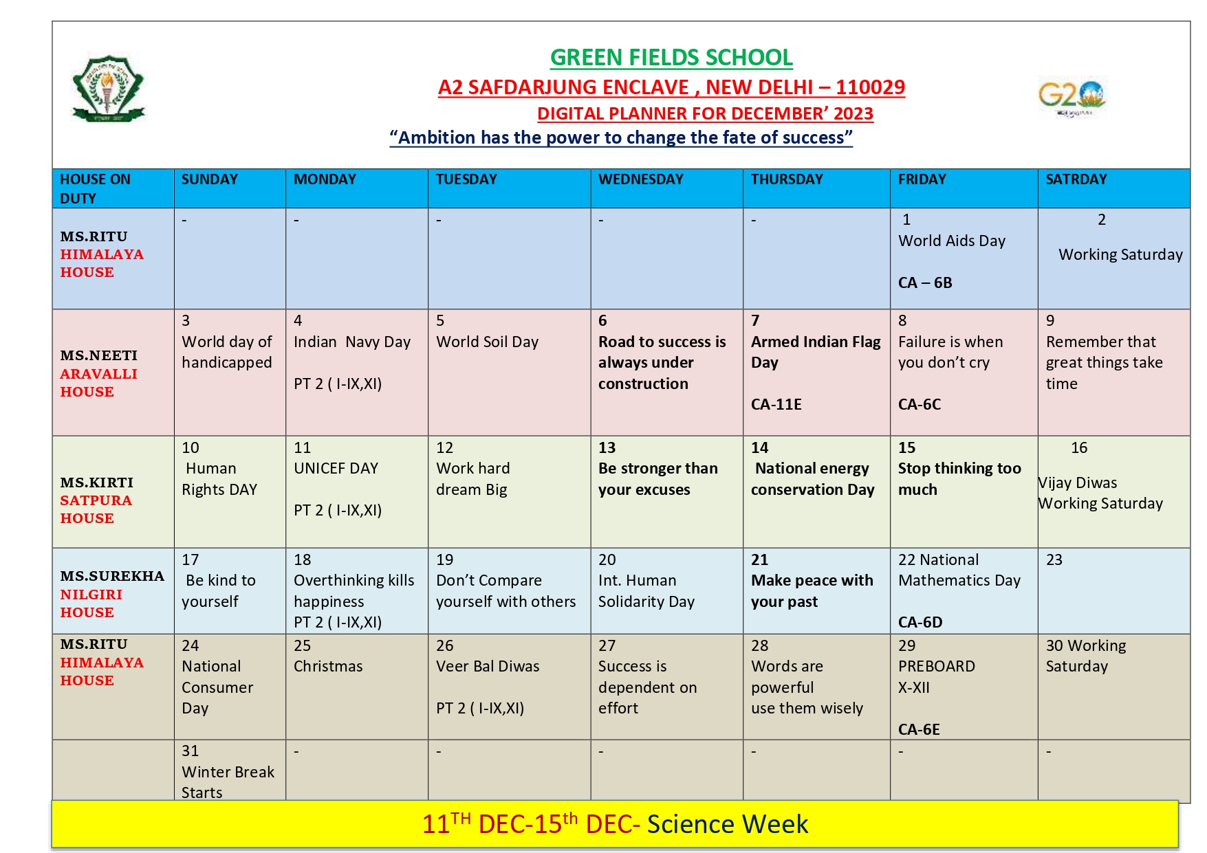 Academic Calendar